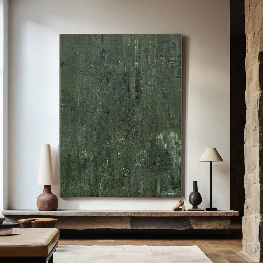 Forest Depths - Abstract Deep Green Texture Oil Painting Wall Art