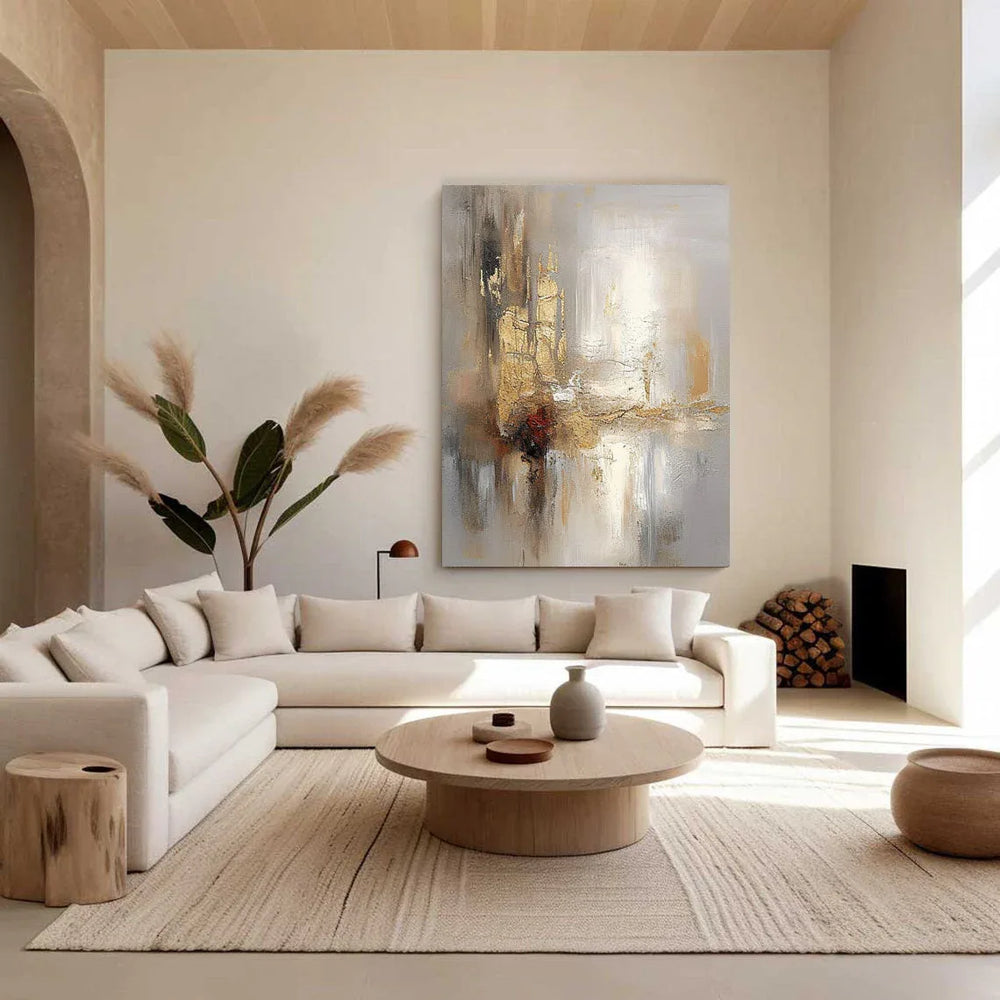 Radiant Abstract Metallic Wall Art - Modern Textured Canvas