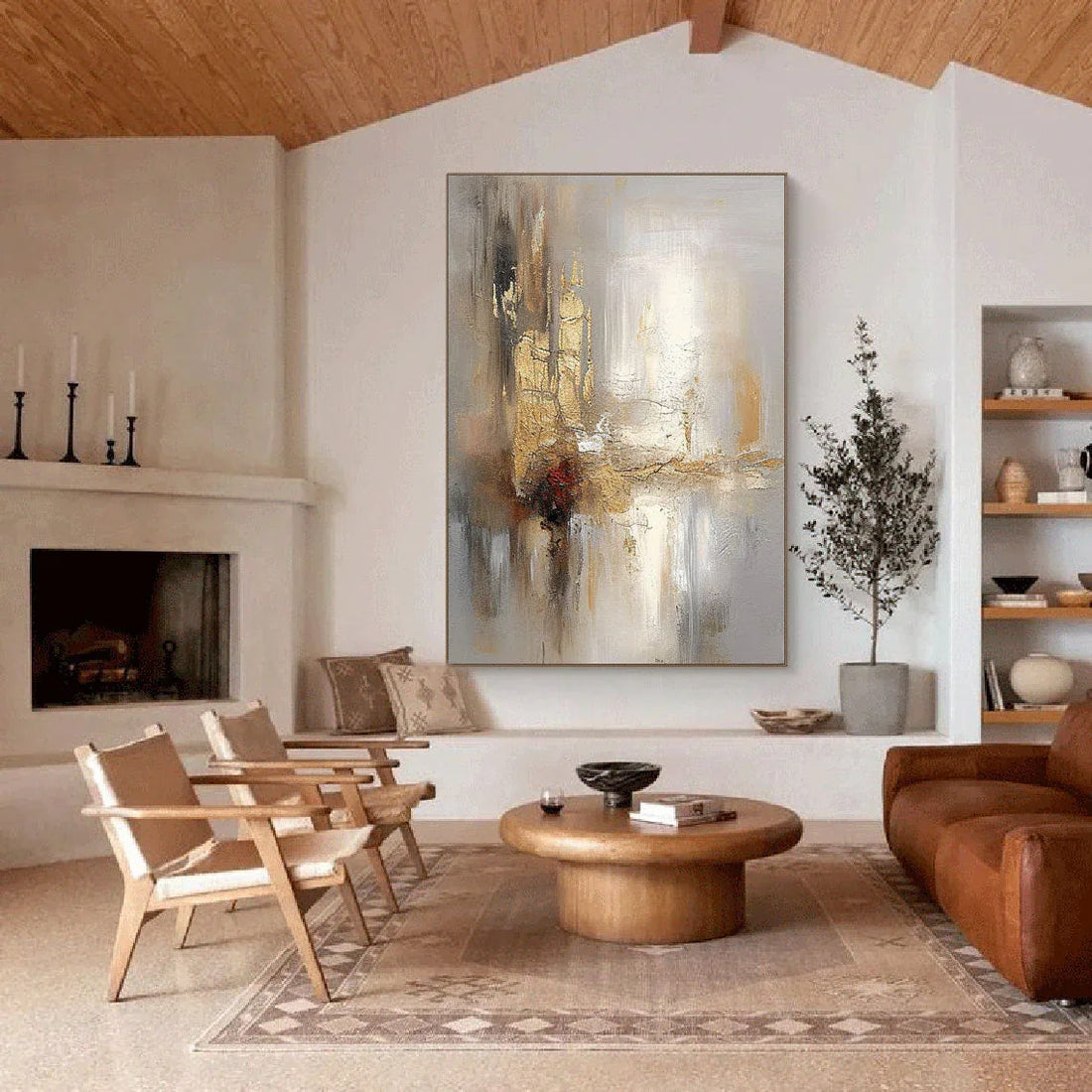 Radiant Abstract Metallic Wall Art - Modern Textured Canvas