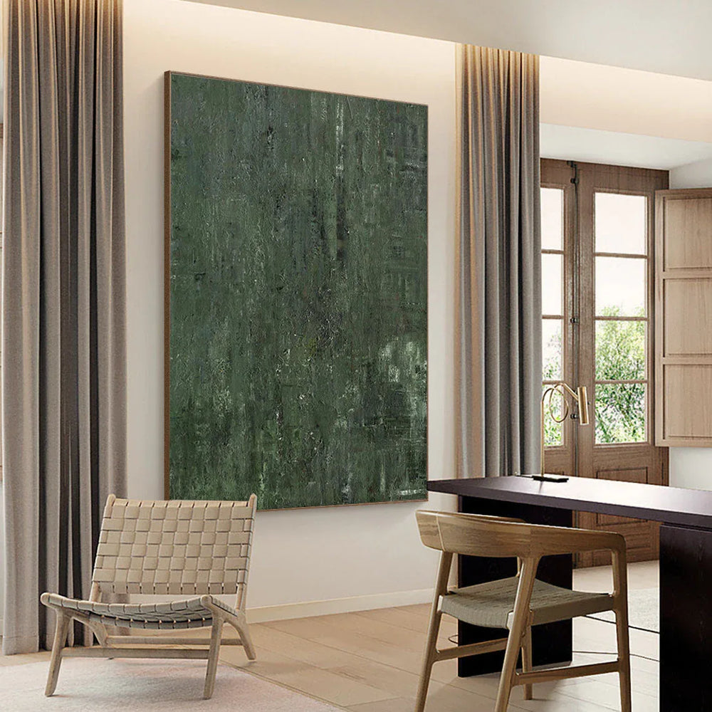 Forest Depths - Abstract Deep Green Texture Oil Painting Wall Art