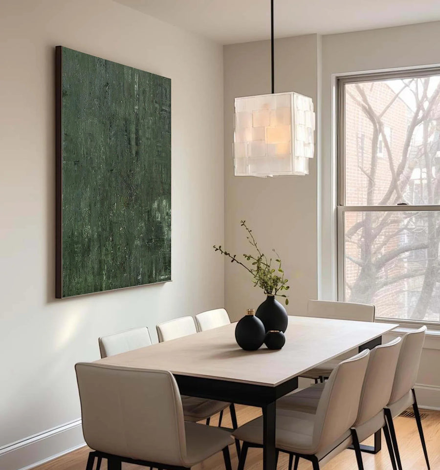 Forest Depths - Abstract Deep Green Texture Oil Painting Wall Art