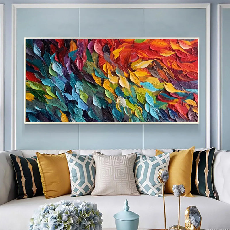 Abstract Oil Painting - Textured Whispers of Light for Living Room or ...