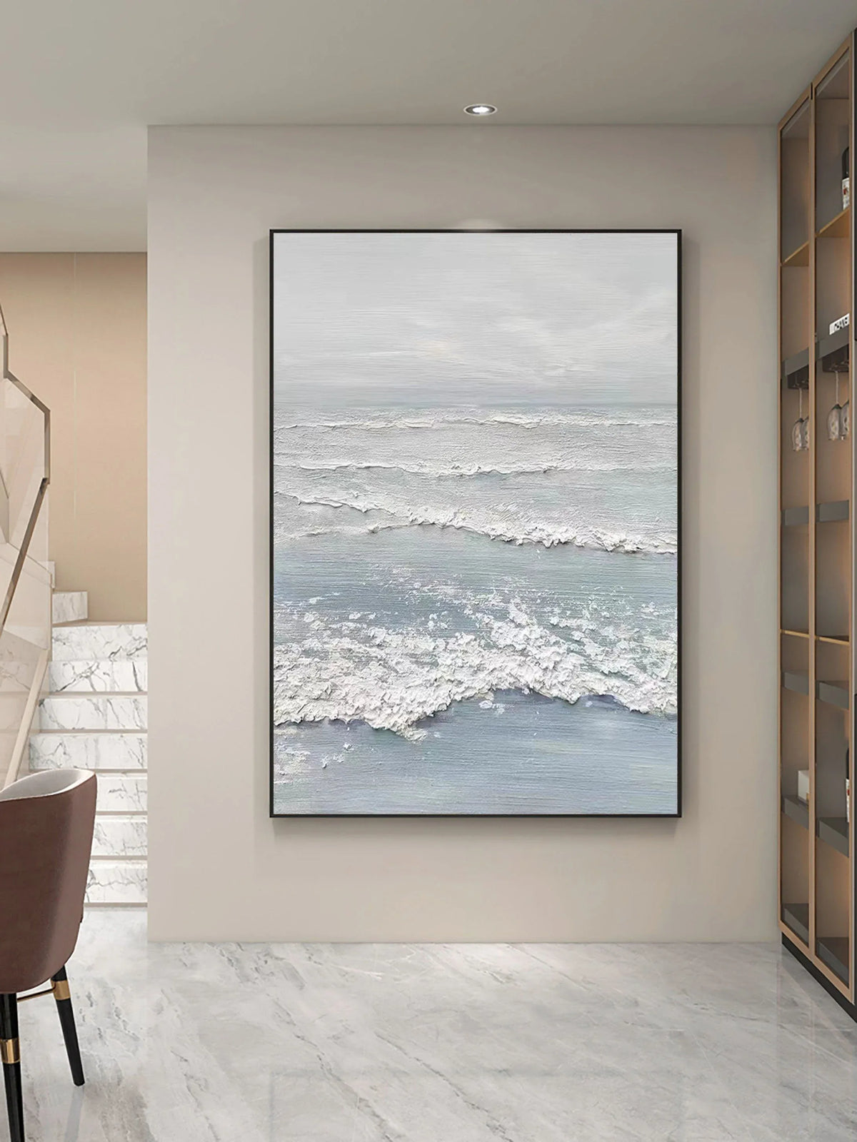 Tranquil Tides: Ocean-Inspired Textured Wall Art for Modern Homes