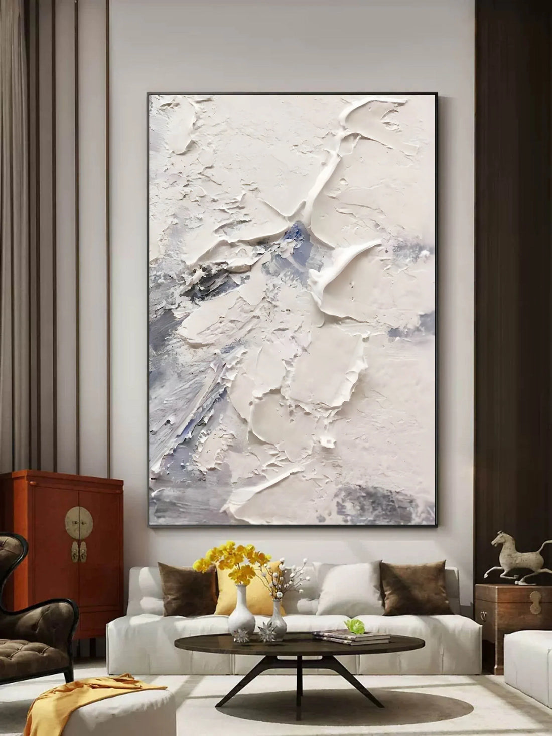 Minimalist Textured Oil Painting - Abstract Canvas Wall Art for Modern ...
