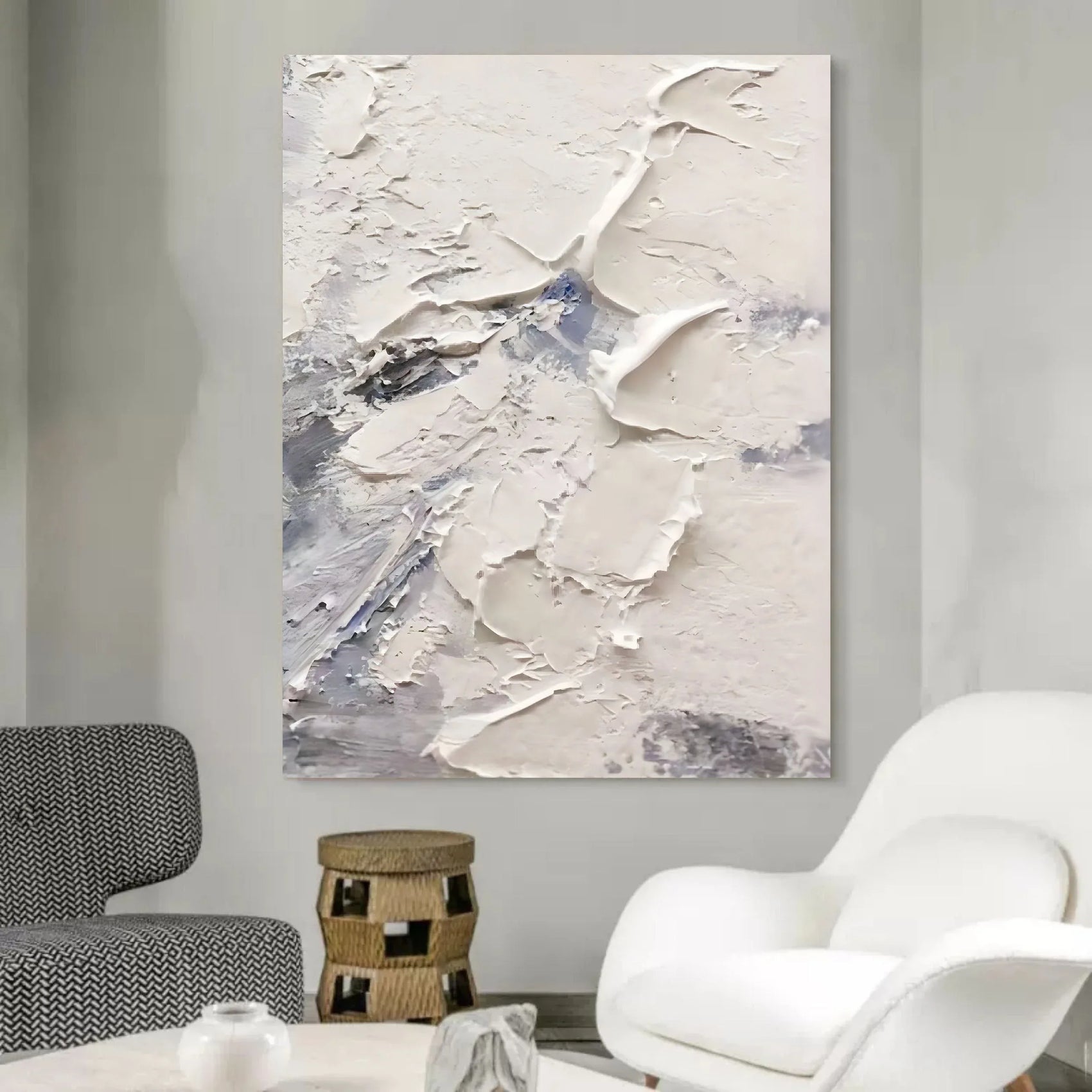Minimalist Textured Oil Painting - Abstract Canvas Wall Art for Modern ...