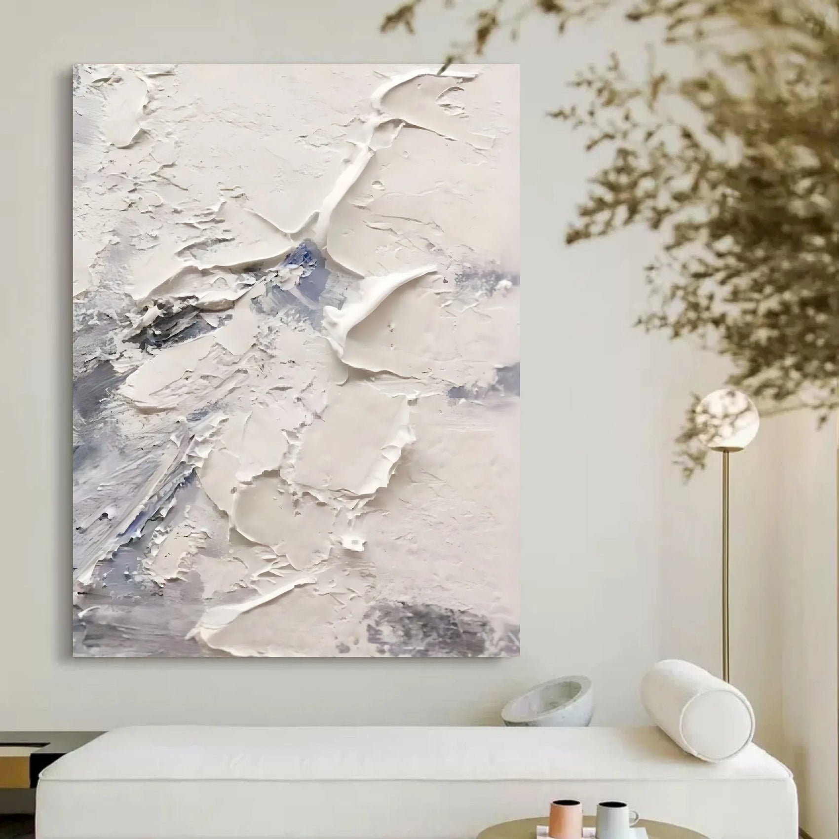 Minimalist Textured Oil Painting - Abstract Canvas Wall Art for Modern ...