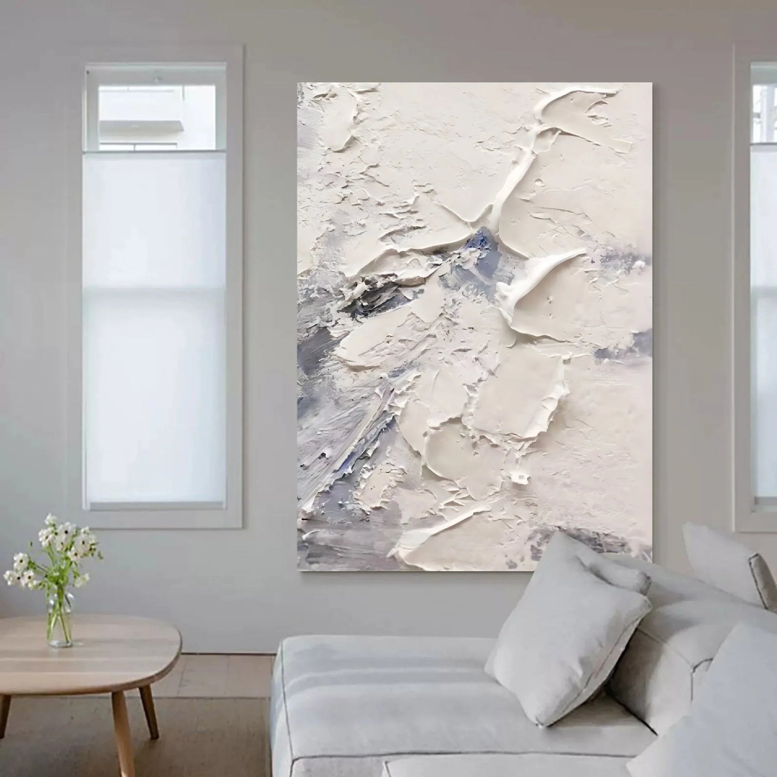 Minimalist Textured Oil Painting - Abstract Canvas Wall Art for Modern ...